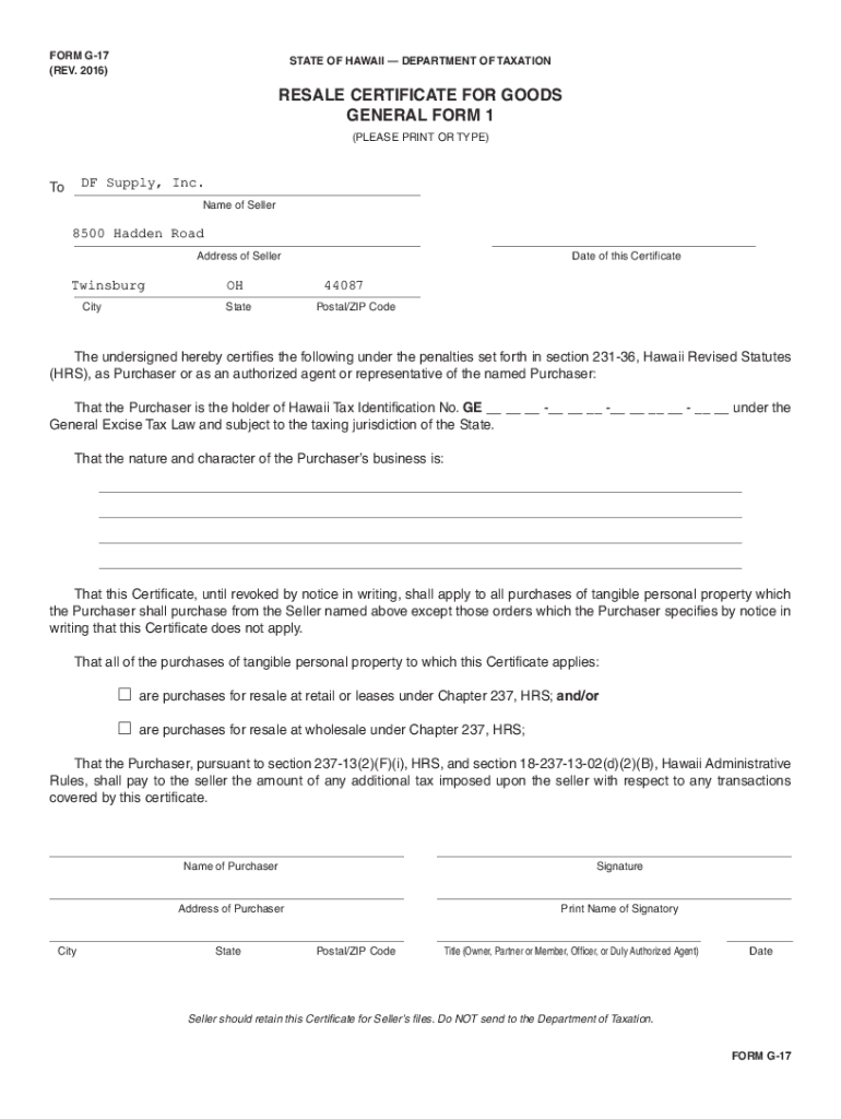 Fillable Online California Resale Certificate - DF Supply Inc Fax Email ...