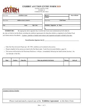 Fillable Online EXHIBIT AUCTION ENTRY FORM 2019.xls Fax Email Print ...