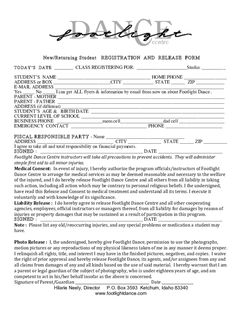 Fillable Online Returning Student Registration FormW.O. Smith Music ...