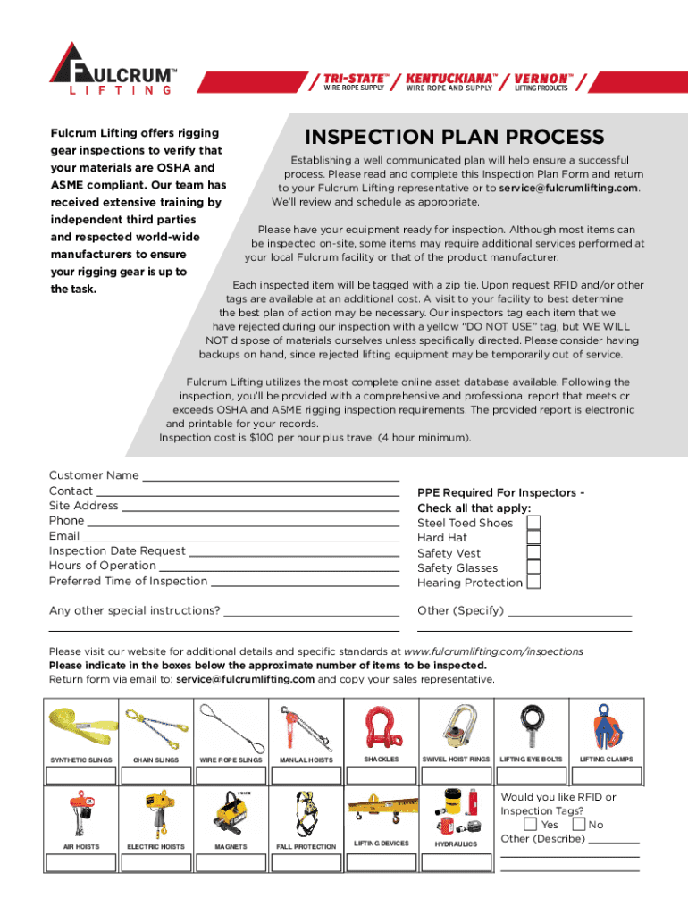 Fillable Online Industrial Rigging Inspection ServicesTway Lifting ...