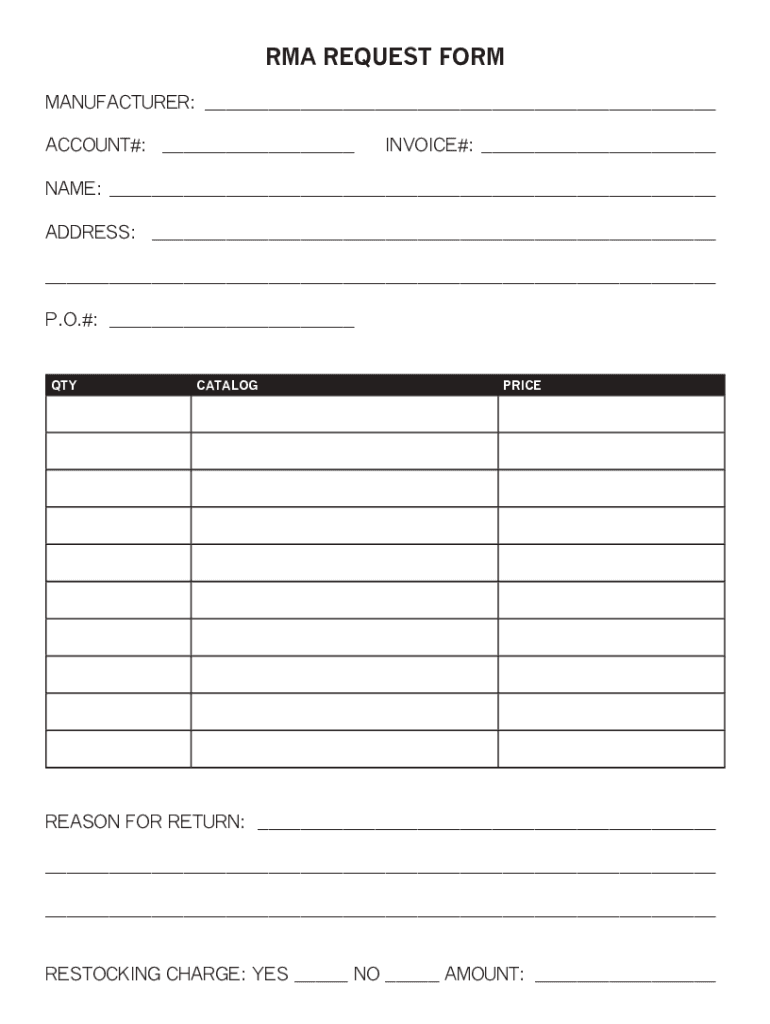 Fillable Online RMA REQUEST FORM - Electrical Manufacturers Representatives Fax Email Print ...