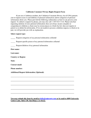 Fillable Online CCPA Consumer Rights Request Form Fax Email Print - pdfFiller