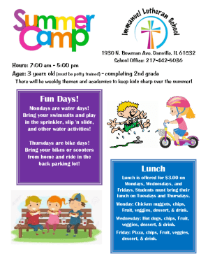 Summer Camp Forms Printable