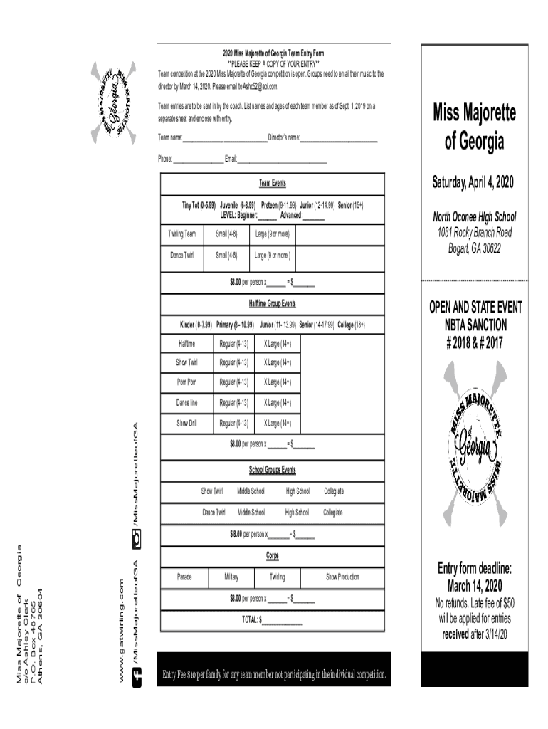 Fillable Online Miss Majorette of Georgia - Sports & Recreation ...