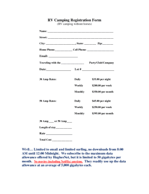 Fillable Online RV Registration Form 2006 - lakeviewplantation.com Fax ...