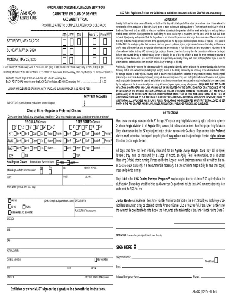 Fillable Online American Kennel ClubDownloadable FormsAmerican Kennel ...