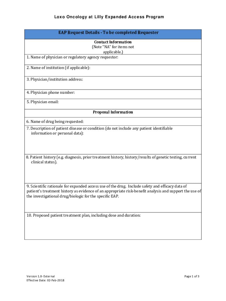 Fillable Online EAP Request Details - To be completed Requester - Loxo ...