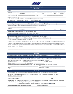 Fillable Online Title VI-Civil Rights Complaint Form SECTION 1 Fax ...