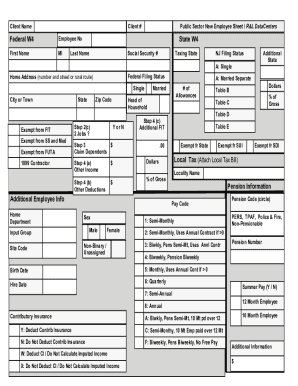 Fillable Online New Employee Form Public Sector 2020 - R&L Payroll Fax ...