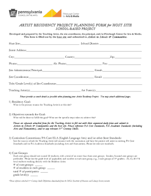 Fillable Online ARTIST RESIDENCY PROJECT PLANNING FORM for HOST SITE ...
