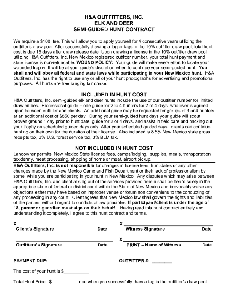 Fillable Online form-elk-deer-antelope-semi-guided-hunt-contract.docx ...