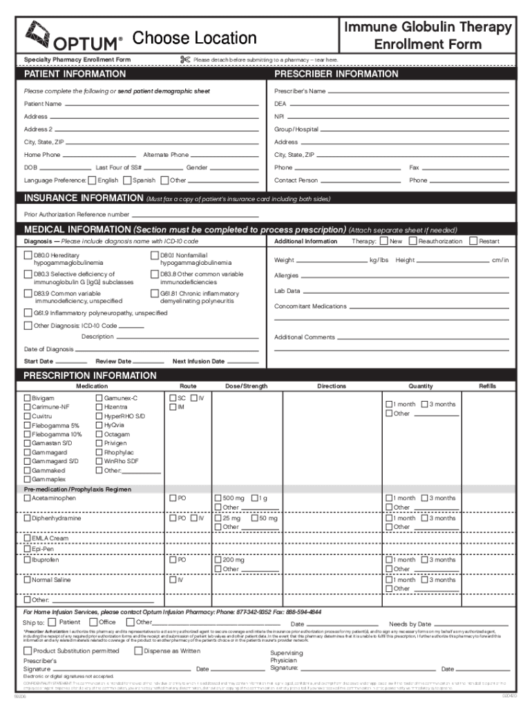 Fillable Online 59206OptumImmune Globulin Therapy Standard Form Fax ...