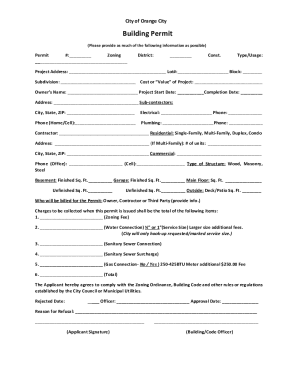 Fillable Online Building Permit Application - City of Orange City Fax ...