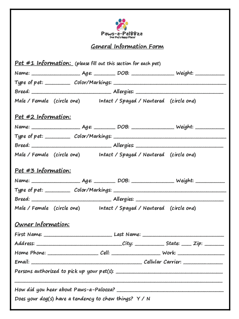 Fillable Online DOG AND PUPPY ADOPTION APPLICATION - Free Online Form ...