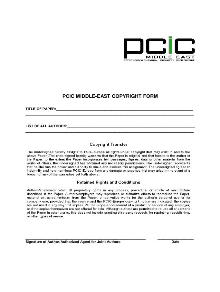 Fillable Online pcic ME copyright form Fax Email Print - pdfFiller