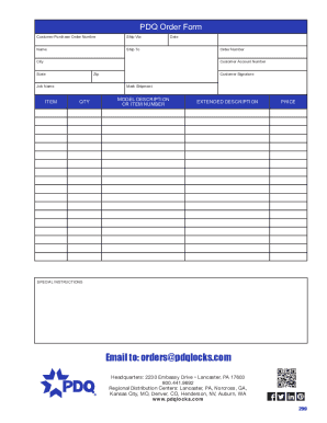 Fillable Online Customer Purchase Order Number Ship ... - PDQ ...