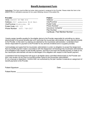 Fillable Online Benefit Assignment Form - cdn.vortala.com Fax Email ...
