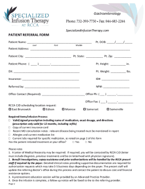 Fillable Online Gastroenterology PATIENT REFERRAL FORM - Specialized ...