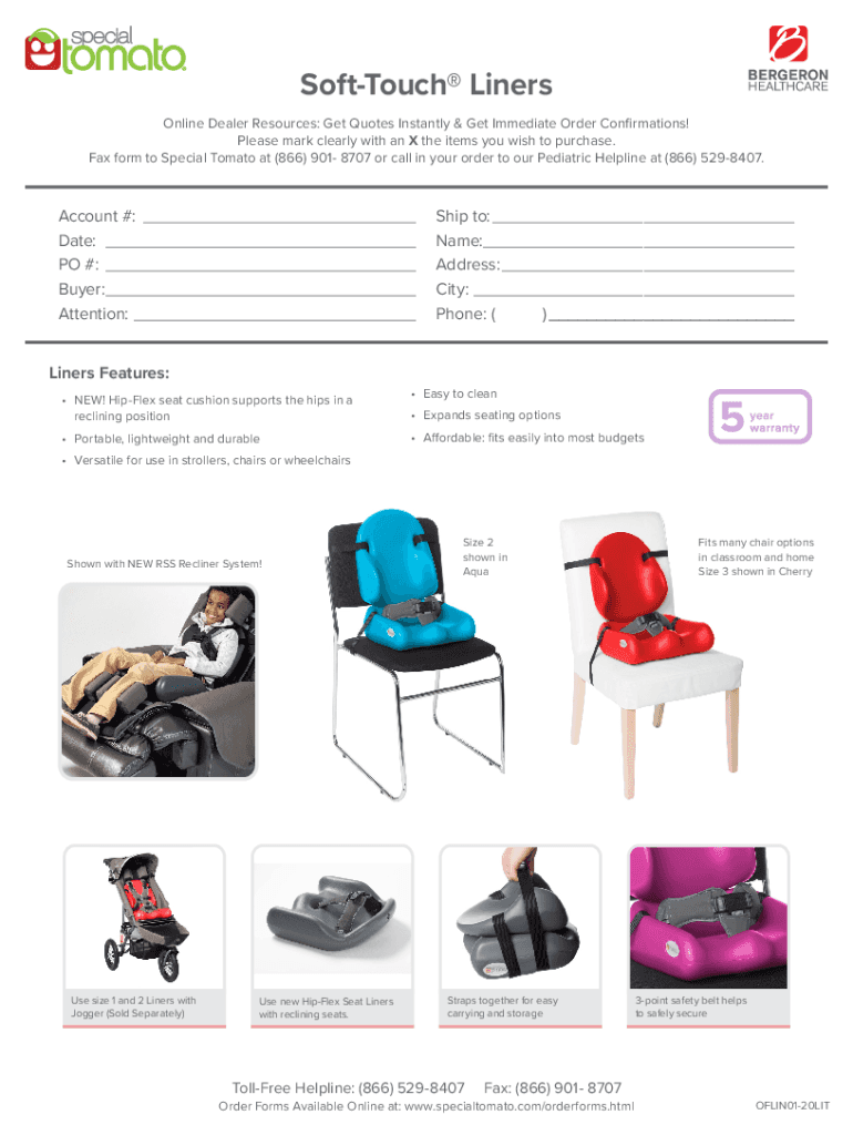 Fillable Online Soft-Touch Booster Car Seat Order Form - Special Tomato ...