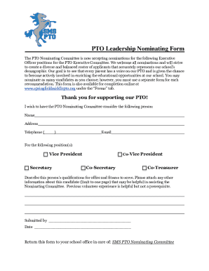 Fillable Online PDF PTA LEADERSHIP NOMINATION FORM Fax Email Print ...