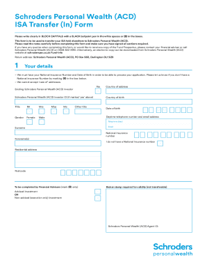 Fillable Online Please return this completed form to: Schroders ...