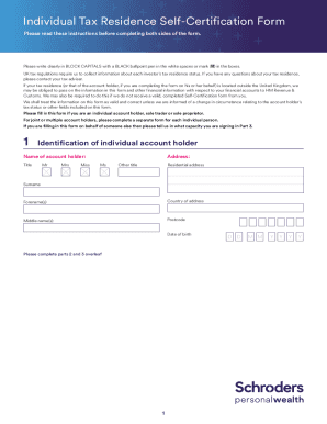 Fillable Online Individual Tax Residency Self-Certification Form Common ...