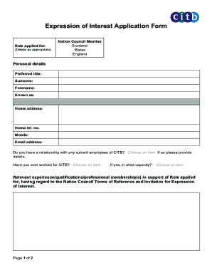 Fillable Online Expression of Interest Application Form - SSCL-Innovation Fax Email Print ...