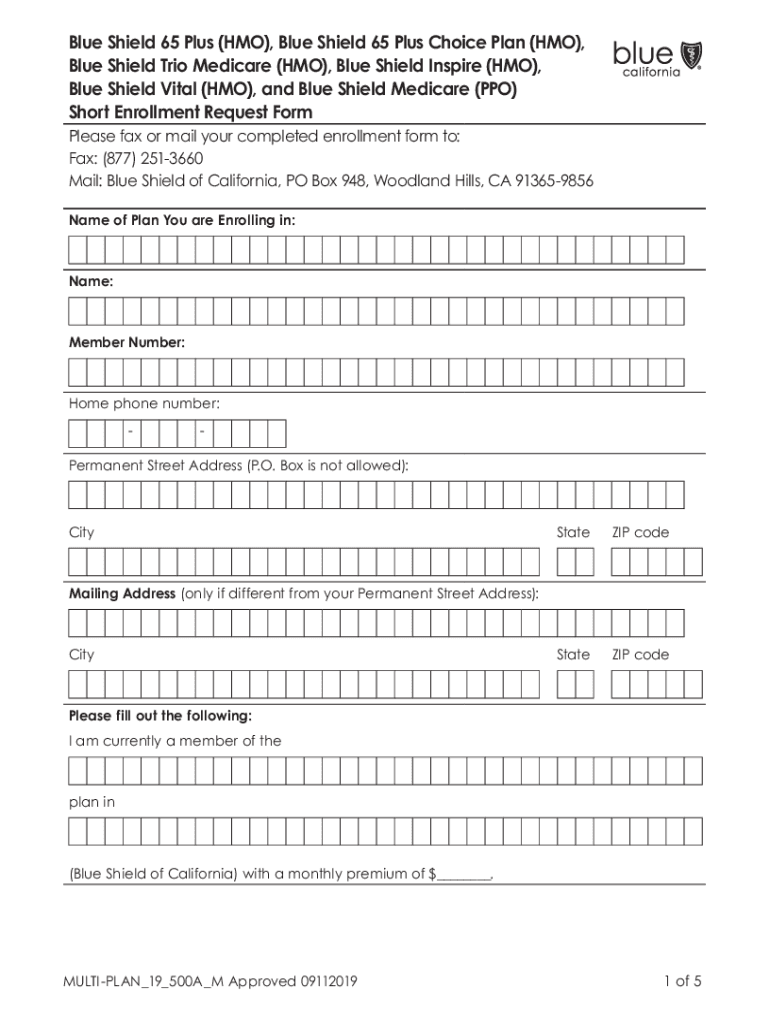 Fillable Online Blue Shield CA Change of Plan Form - MAPD HMO & PPO Fax ...