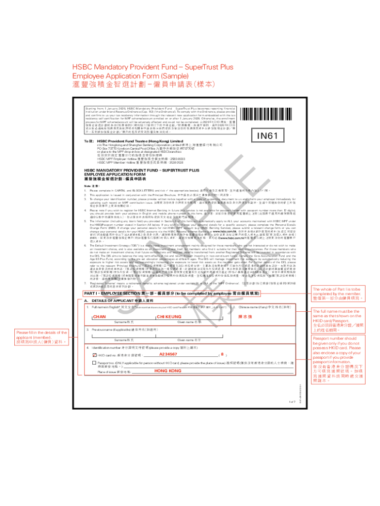 Fillable Online HSBC Mandatory Provident FundSuperTrust PlusMandatory ...
