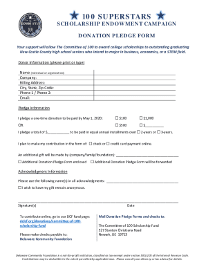 Fillable Online 100 Superstars Donation Pledge Form Fax Email Print ...