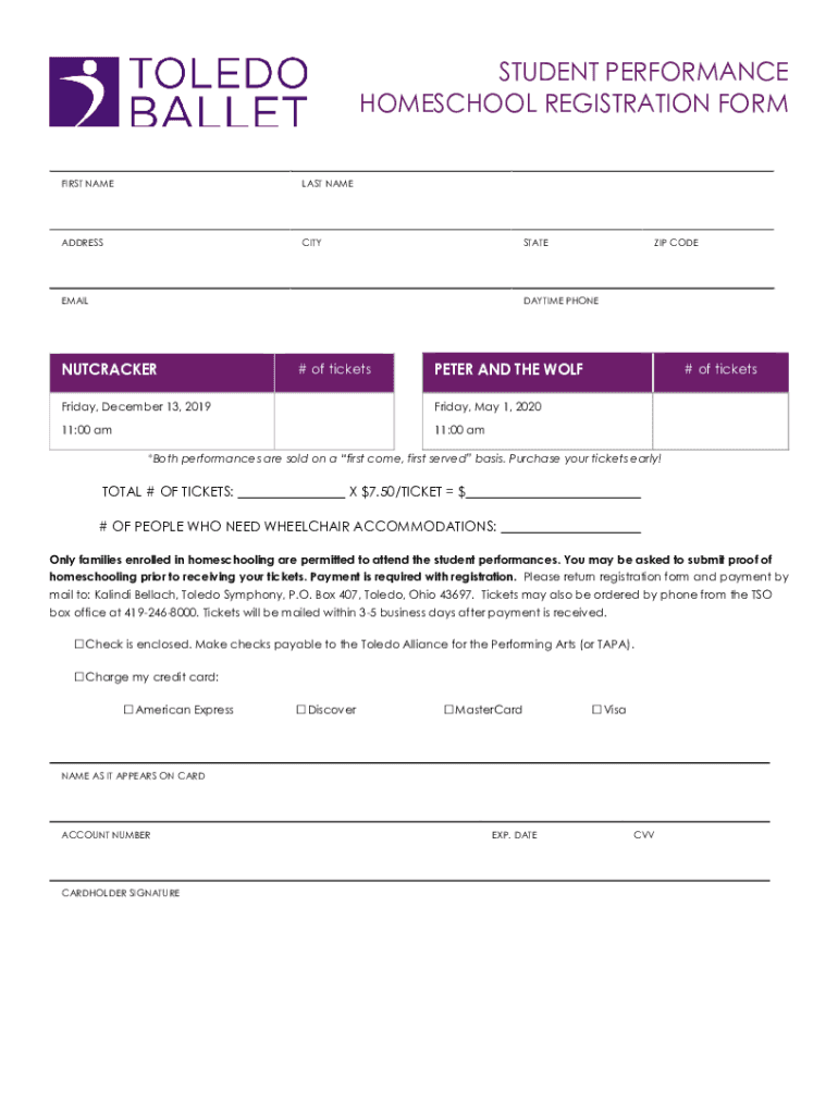 Fillable Online STUDENT PERFORMANCE HOMESCHOOL REGISTRATION FORM Fax ...