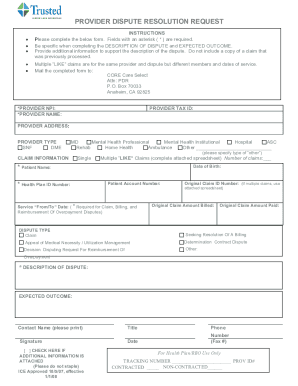 Iehp Provider Dispute Form - Fill Online, Printable, Fillable, Blank ...