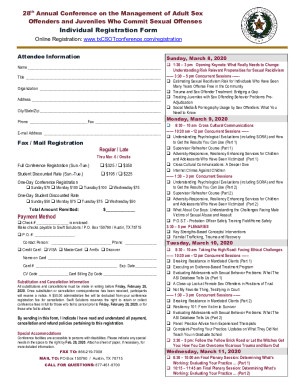 Fillable Online Individual Registration Form - txcsotconference.com Fax ...