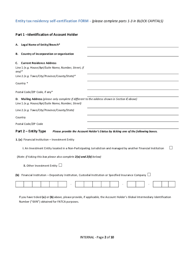 Fillable Online TAX RESIDENCY SELF-CERTIFICATION FORM (ENTITY) PSF44TAX ...