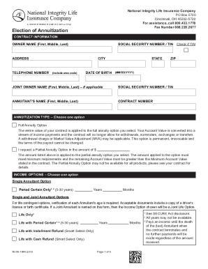 Fillable Online Integrity Life Insurance Company & National Integrity ...