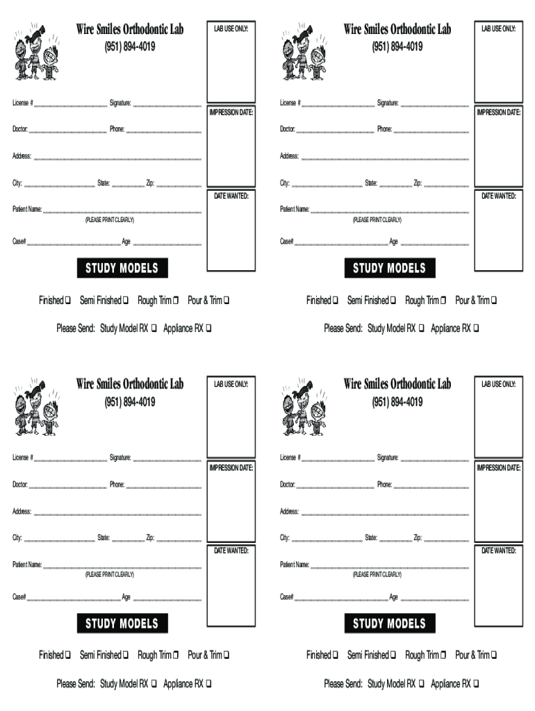 Fillable Online Wire Smiles Orthodontic Lab LAB USE ONLY: Wire Smiles ...