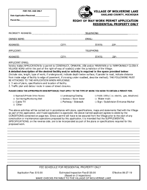 Fillable Online Right of Way Permit App Residential.doc Fax Email Print ...