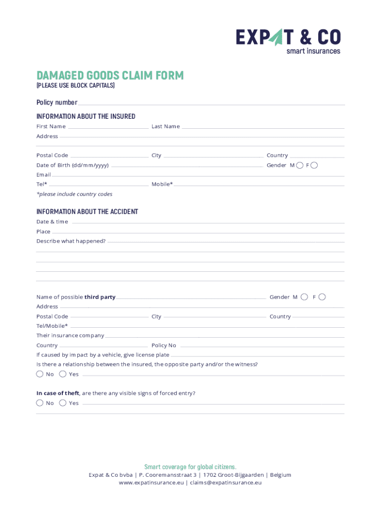 Fillable Online Sample Claim Letter For Damaged GoodsDamaged Cargo ...