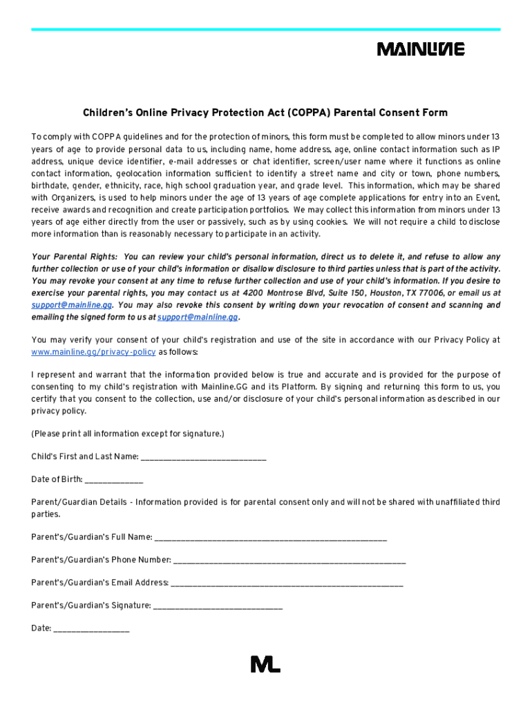 Fillable Online COPPA PARENTAL CONSENT FORM - HamStudy.org Blog Fax ...