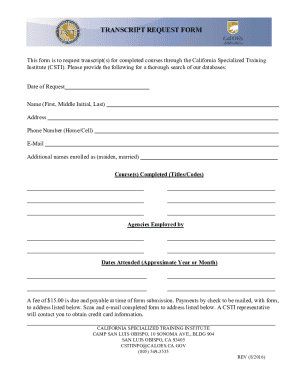 Fillable Online CSTI Transcript Request Form Fax Email Print - pdfFiller