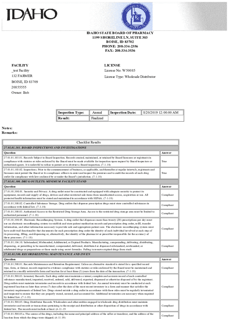 Fillable Online bop idaho IDAHO PHARMACY LAWS - State Board of Pharmacy Fax Email Print - pdfFiller