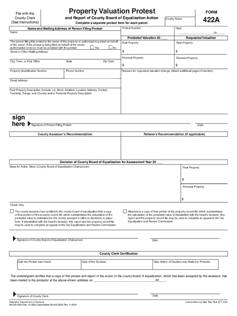 Fillable Online TO BE FILED WITH Property Valuation Protest FORM THE ...