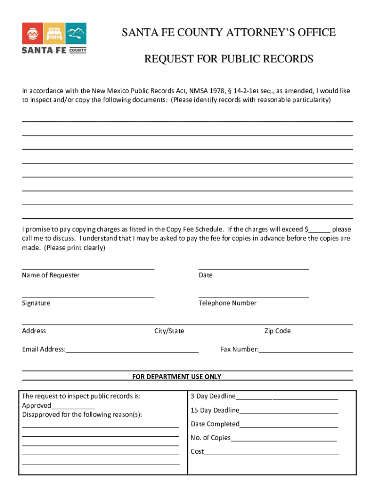 Fillable Online In accordance with the New Mexico Public Records Act ...