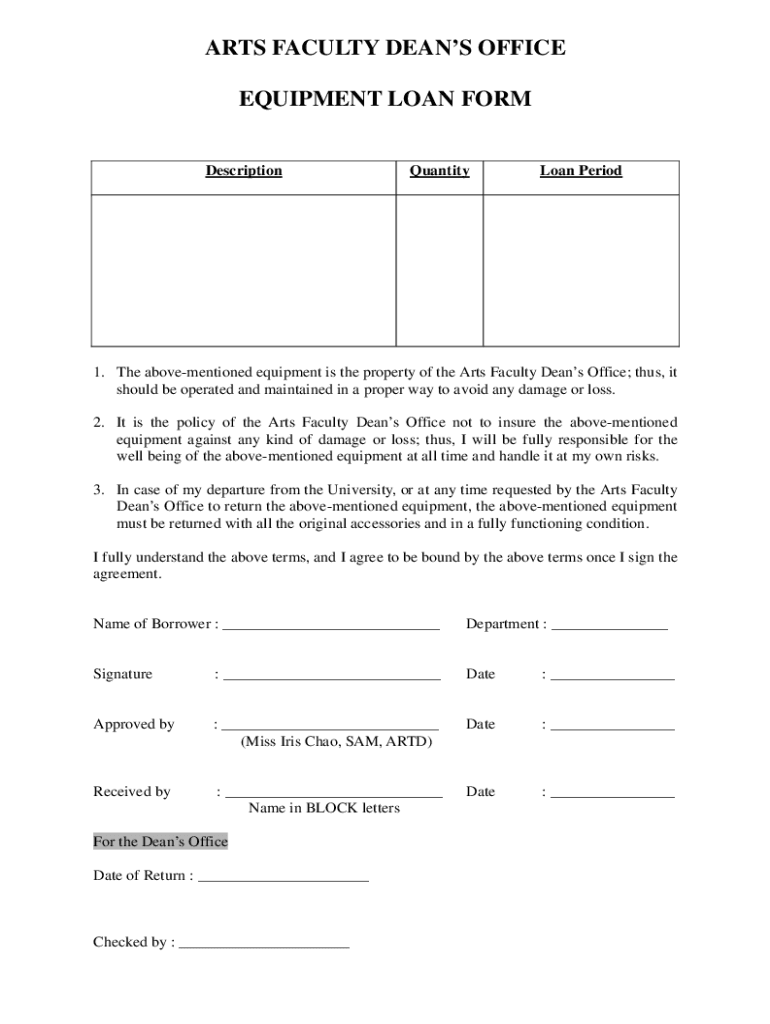 Fillable Online Employee Equipment Loan Agreement - JMU Fax Email Print ...