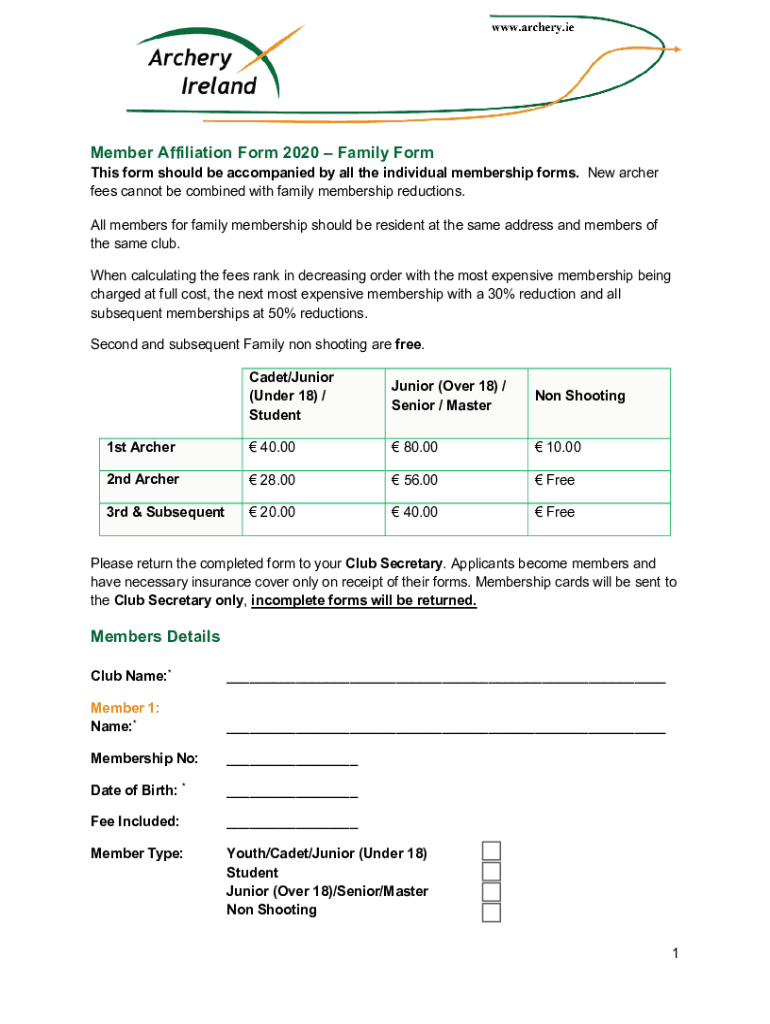 Fillable Online Fillable Online Member Affiliation Form 2017 Family ...