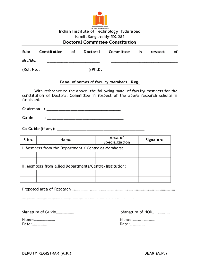 Fillable Online iith ac Academic Forms IIT Hyderabad Fax Email Print ...