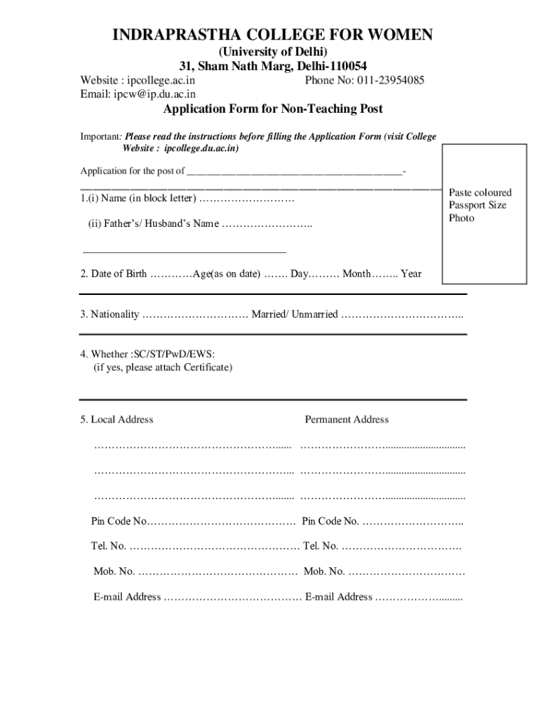 Fillable Online ipcollege ac INDRAPRASTHA COLLEGE FOR WOMEN University ...
