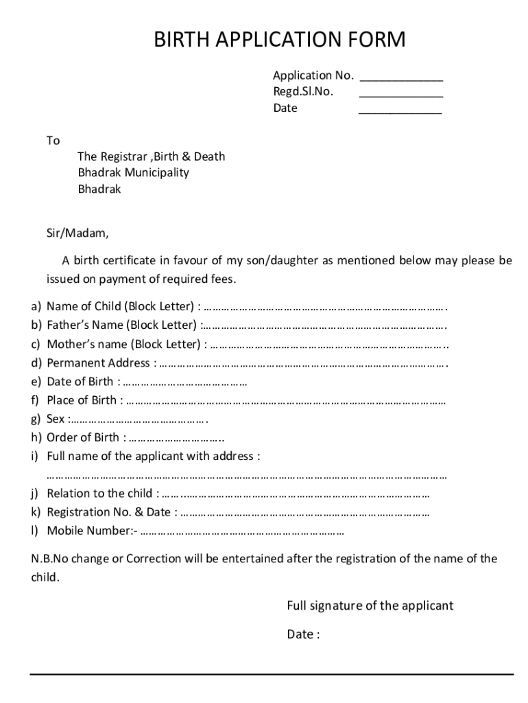 Fillable Online The Registrar ,Birth & Death Fax Email Print - pdfFiller