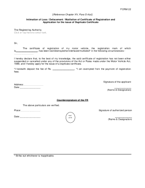 Fillable Online meaprotocol nic Intimation of Loss / Defacement ...