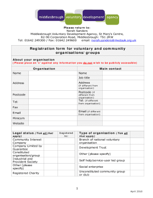 Fillable Online Registration form for voluntary and community ... Fax ...